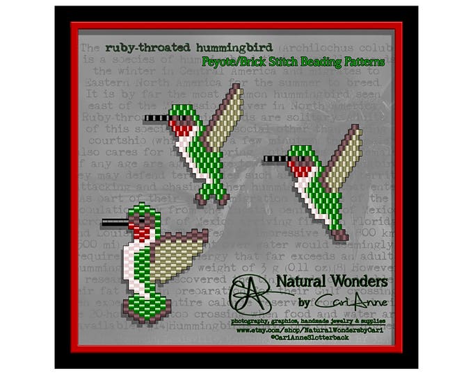 Ruby-throated Hummingbird 3pc Peyote/brick Stitch Beading - Etsy