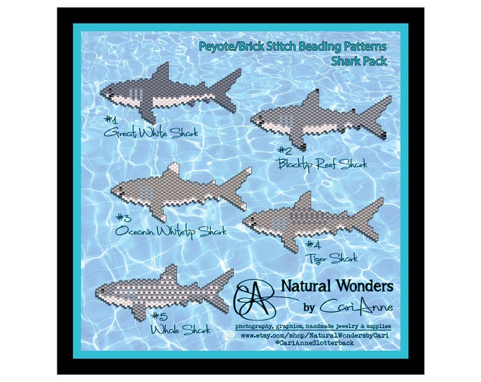 Shark 5pc Beading Pattern Brick Stitch Patterns Beaded Shark, Marine ...