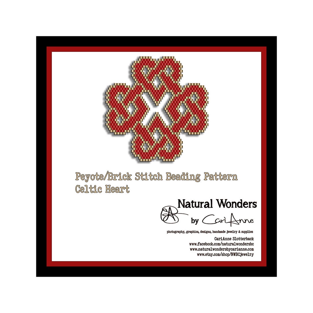 Celtic Heart Knot Pendant Brick Stitch Pattern, Beading Pattern, Bead ...