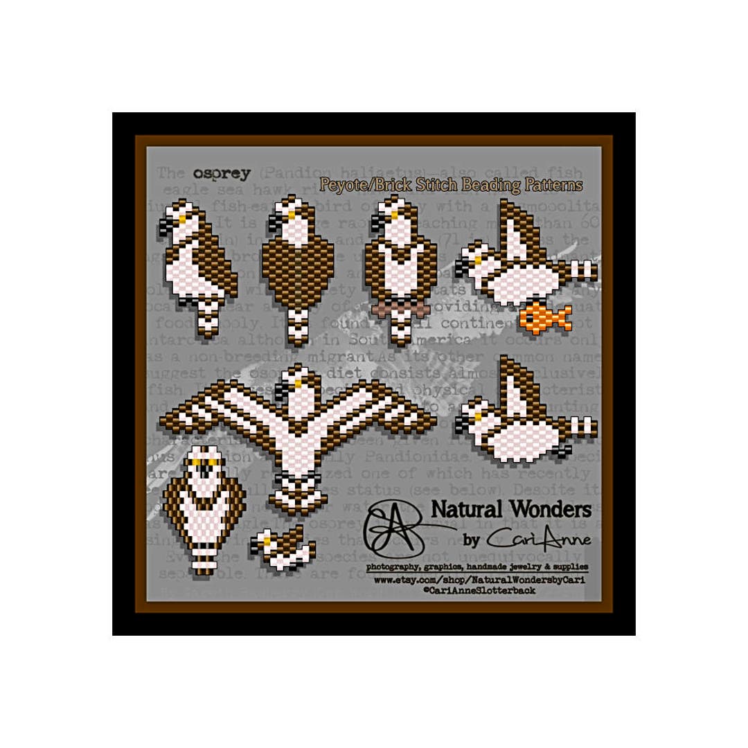 Osprey (8pc) Brick / Peyote Stitch Patterns for Pendants, Charms ...