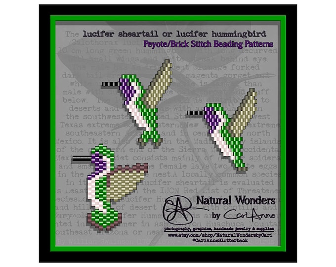 Colorful Hummingbird, Brick Stitch Pattern(or Peyote Stitch Pattern ...