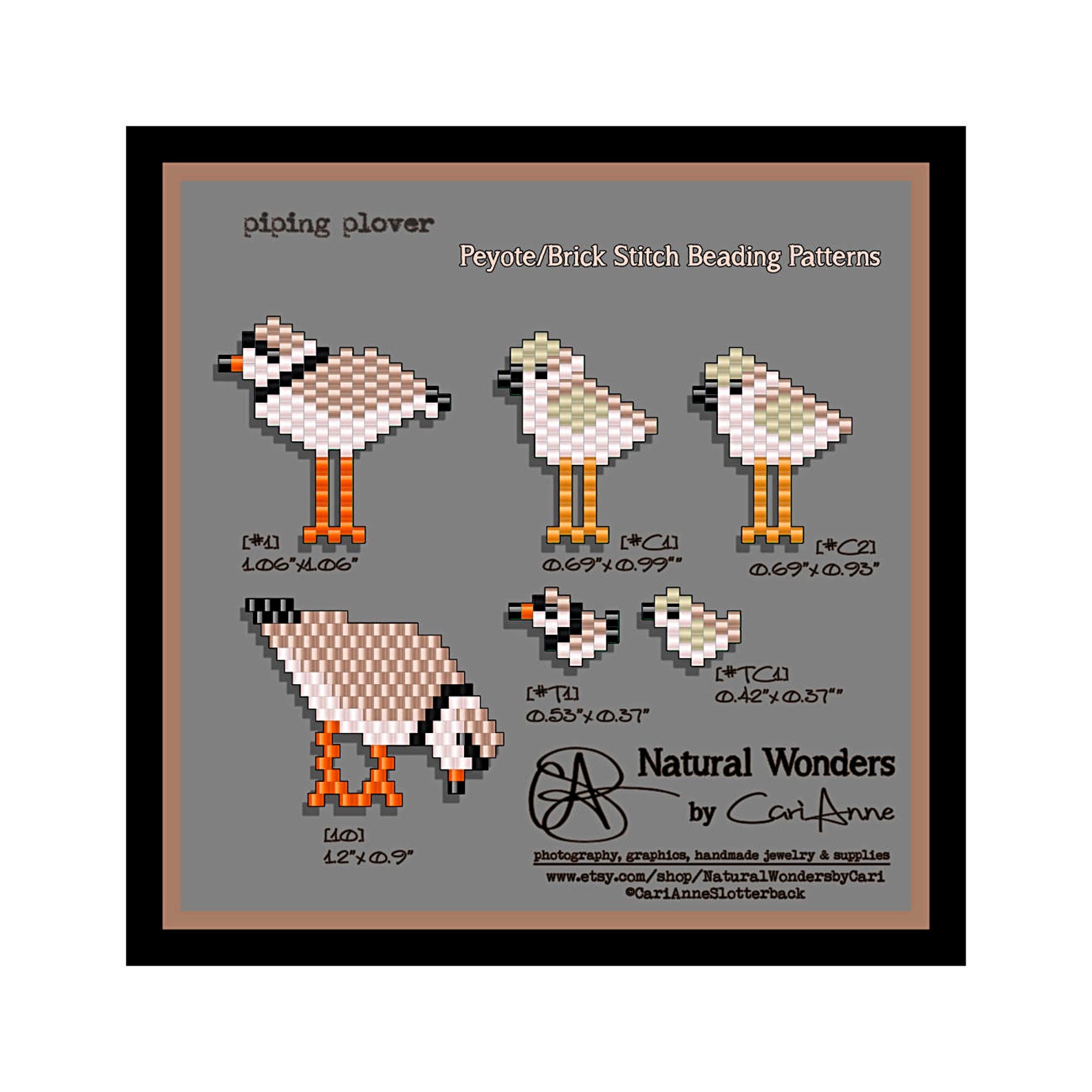 Piping Plover (6pc) Brick & Peyote Stitch Patterns for Pendants ...