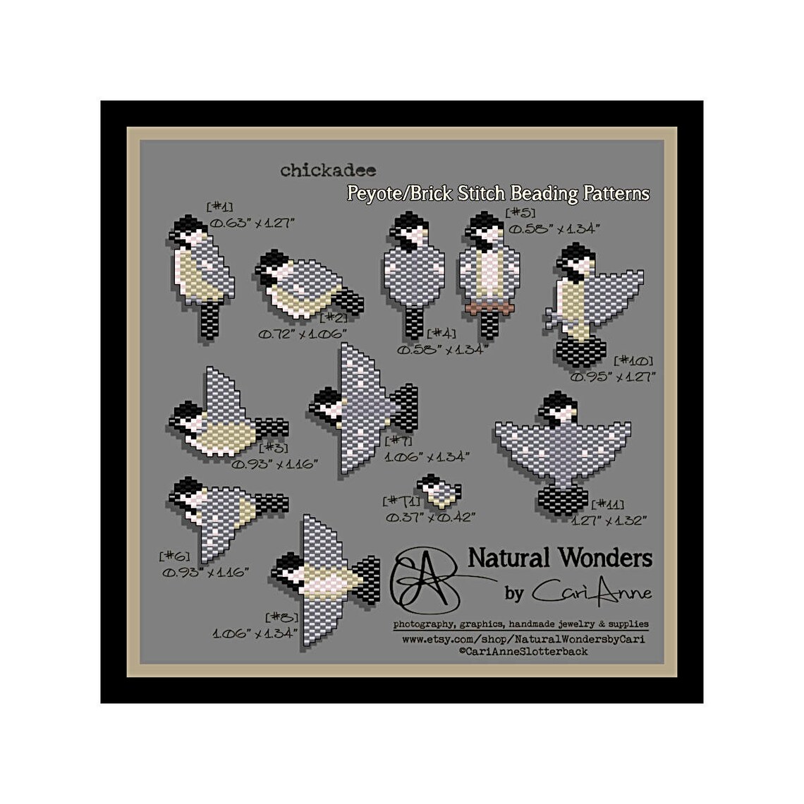 Chickadee (11pc) Brick / Peyote Stitch Patterns for Pendants, Charms ...