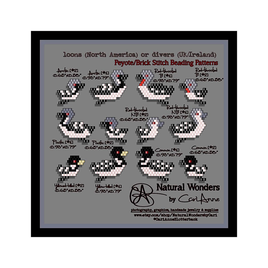 Common Loon Mini 2pc Peyote/brick Stitch Patterns for | Etsy