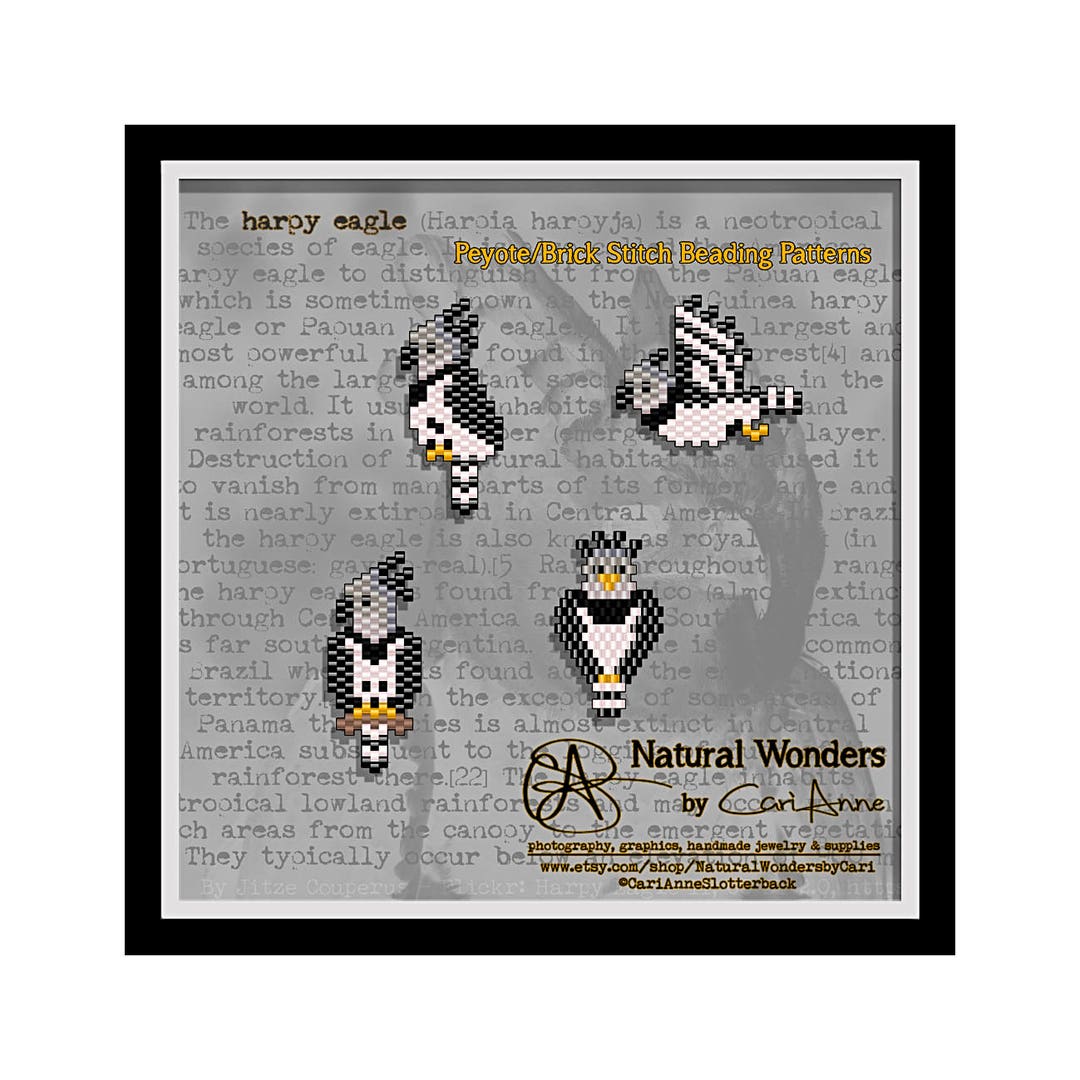 Mini Harpy Eagle 4 Pc Brick / Peyote Stitch Patterns for Earrings ...