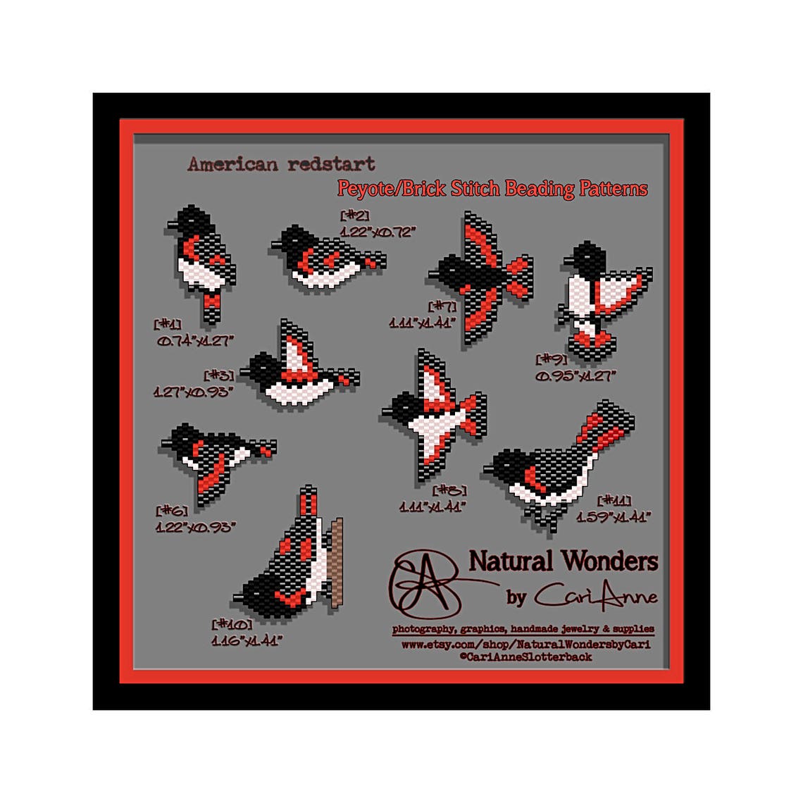 American Redstart Mini 9pc Brick/peyote Stitch Beading | Etsy
