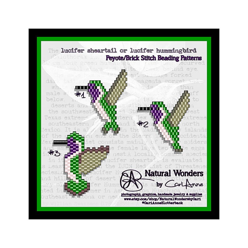 Lucifer Hummingbird 3pc Peyote/brick Stitch Beading Patterns - Etsy
