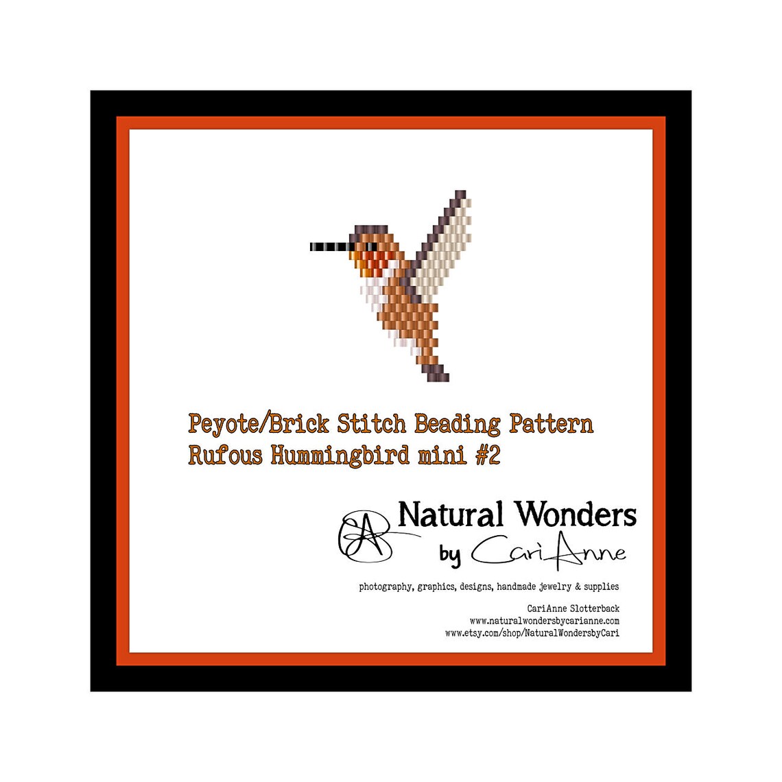 Rufous Hummingbird 3pc Peyote/brick Stitch Beading Patterns | Etsy