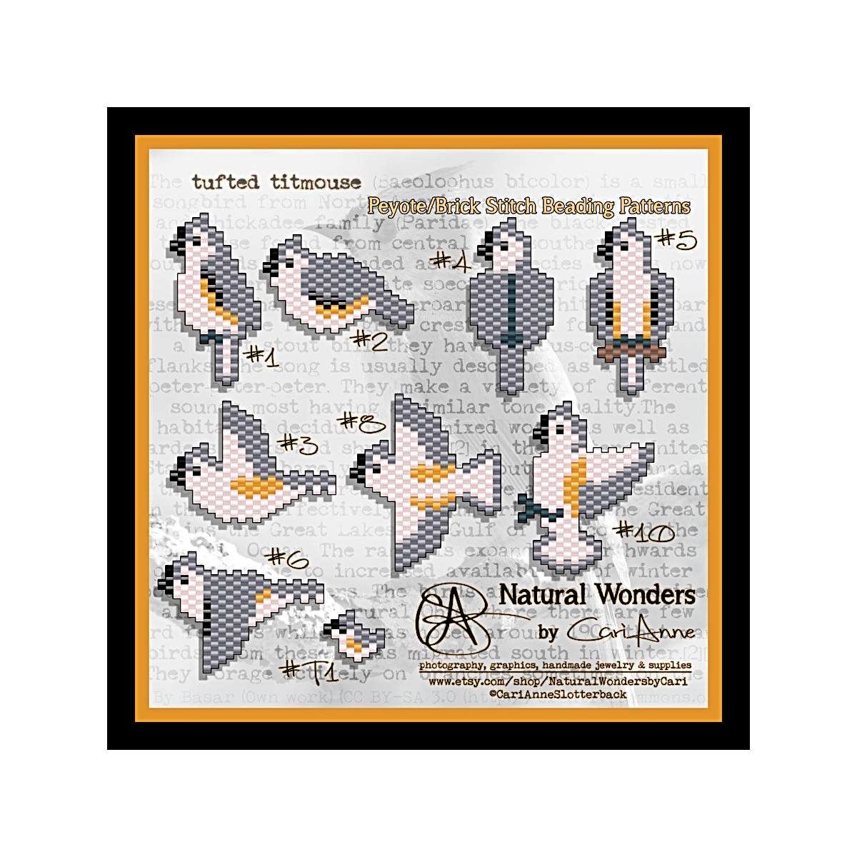 Tufted Titmouse 9pc Brick / Peyote Stitch Beading Pattern | Etsy