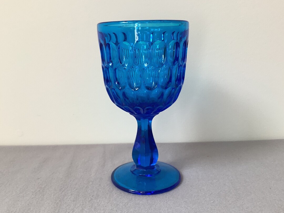 Vintage Fenton Cobalt Blue Thumbprint Goblet - Etsy