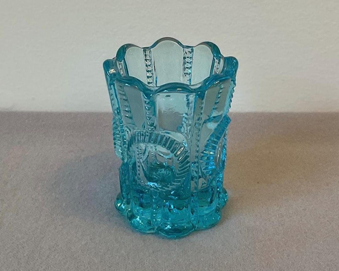 Small Vintage Blue Glass Toothpick Holder - Etsy