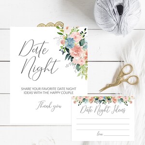 Date Night Ideas Printable, Floral Date Night Ideas Sign and Cards ...