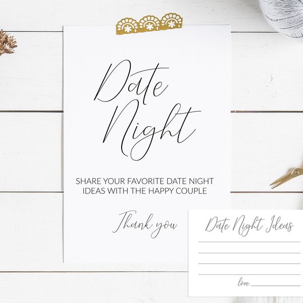 Date Night Ideas Printable, Floral Date Night Ideas Sign and Cards ...
