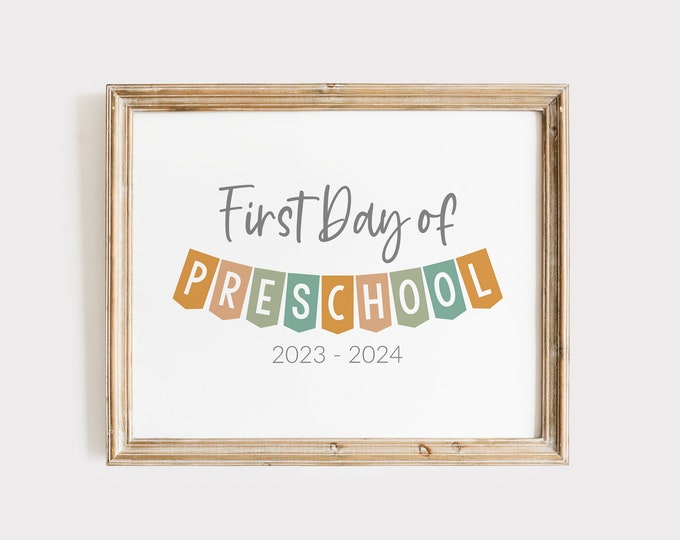 First Day of Preschool Printable Sign First Day of School - Etsy
