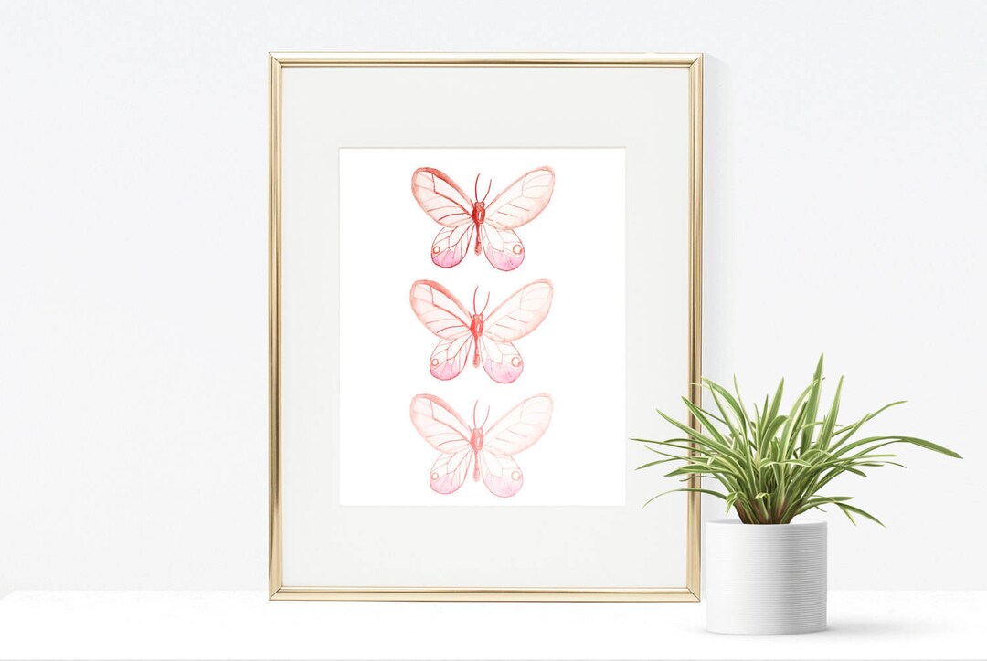 Pink Ombre Butterfly Printable - Instant Download, Wall Decor Printable ...