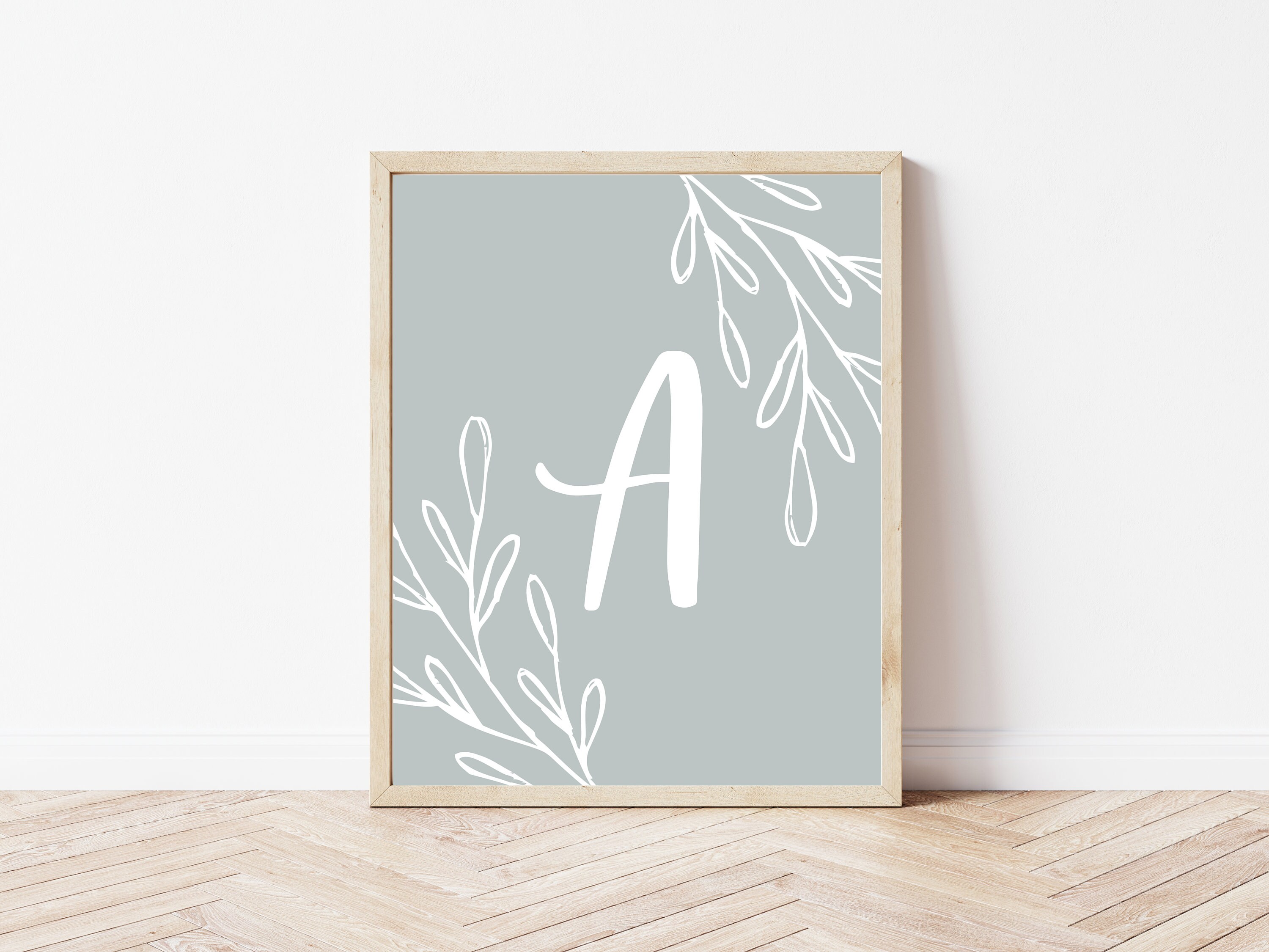 Initial A Printable, Monogram A Printable, Letter A Print, Sage Initial ...