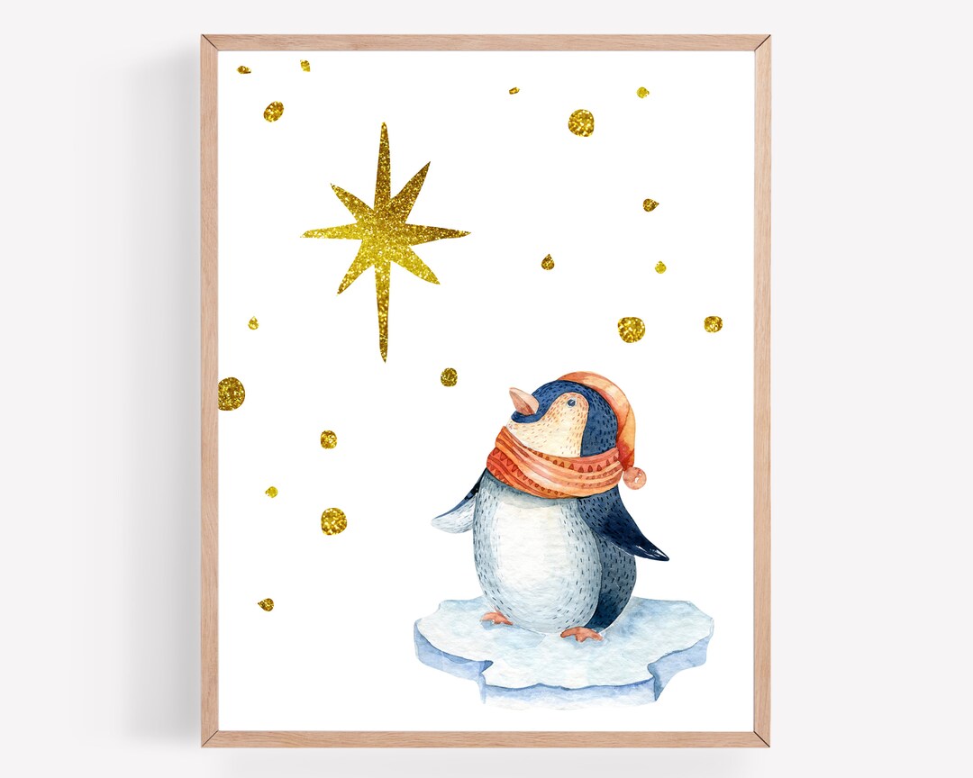 Winter Penguin Printable Instant Download Christmas Print - Etsy