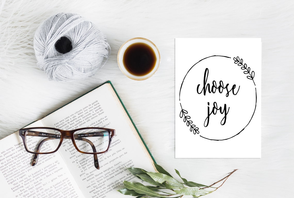 Choose Joy Printable, Instant Download, Simple Wreath Printable, Quote ...