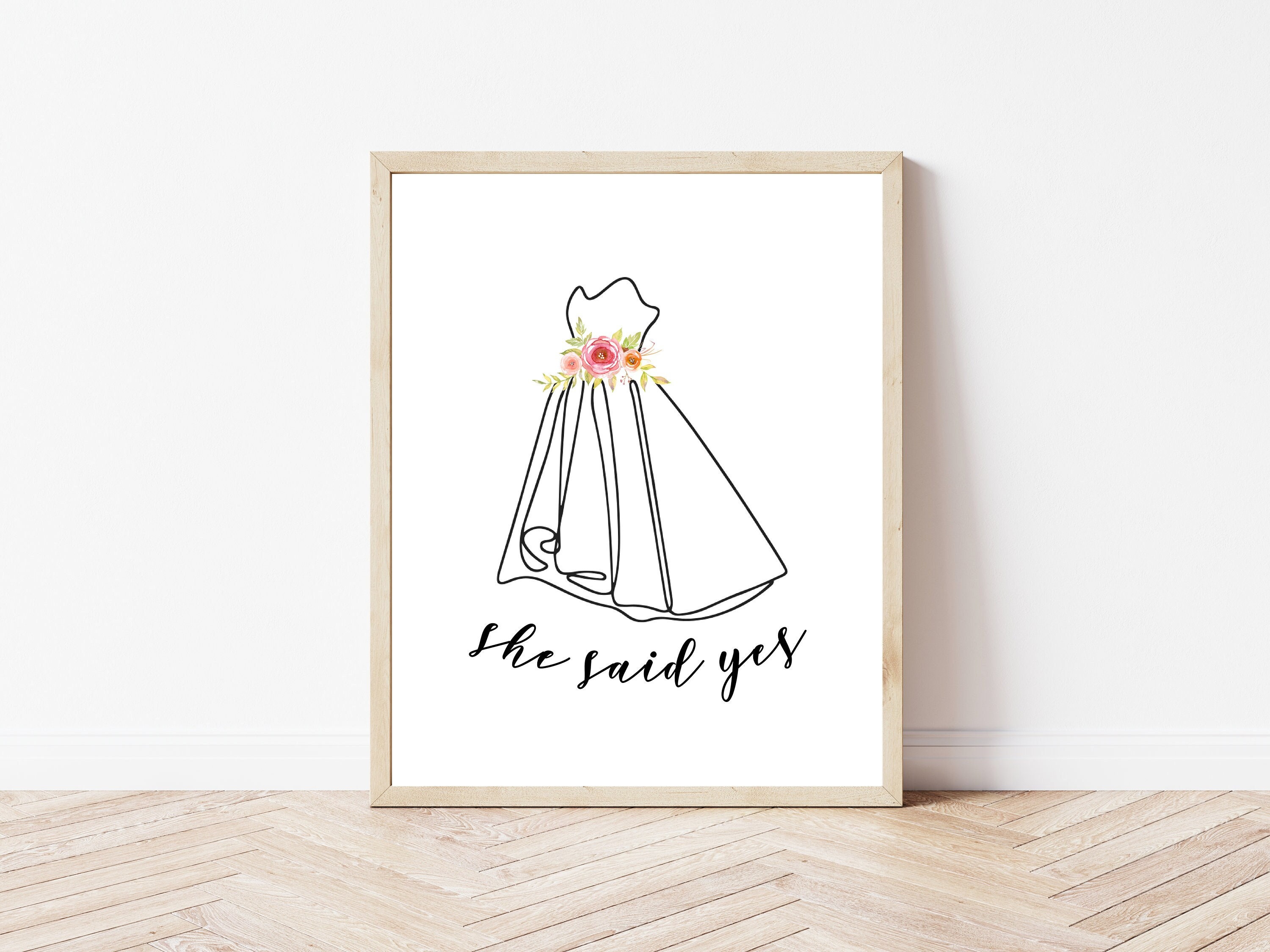 She Said Yes Printable, DIGITAL DOWNLOAD, Bridal Shower Printable ...