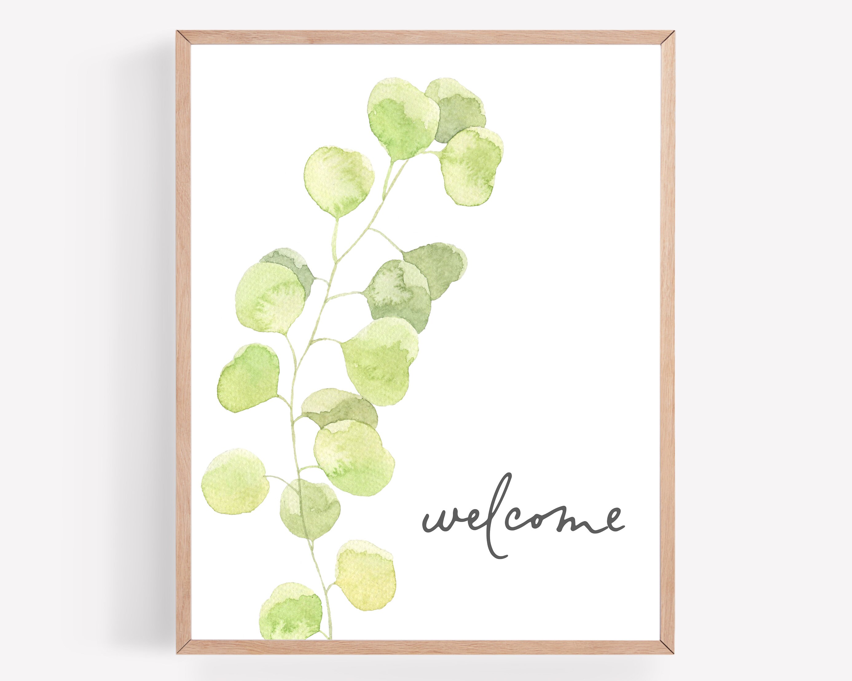 Welcome Botanical Printable, Welcome Sign, Welcome Wall Art, Green ...