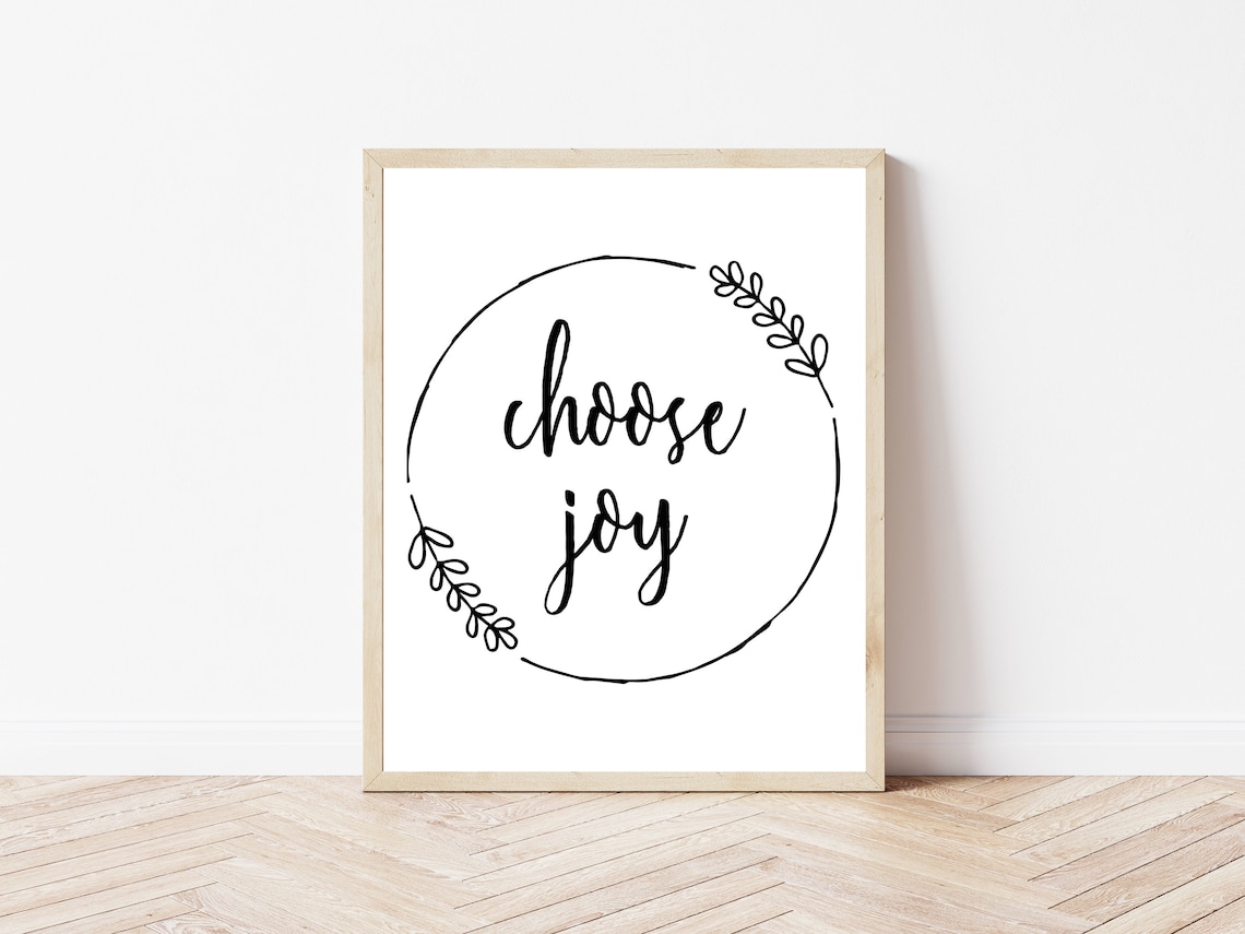 Choose Joy Printable, Instant Download, Simple Wreath Printable, Quote ...
