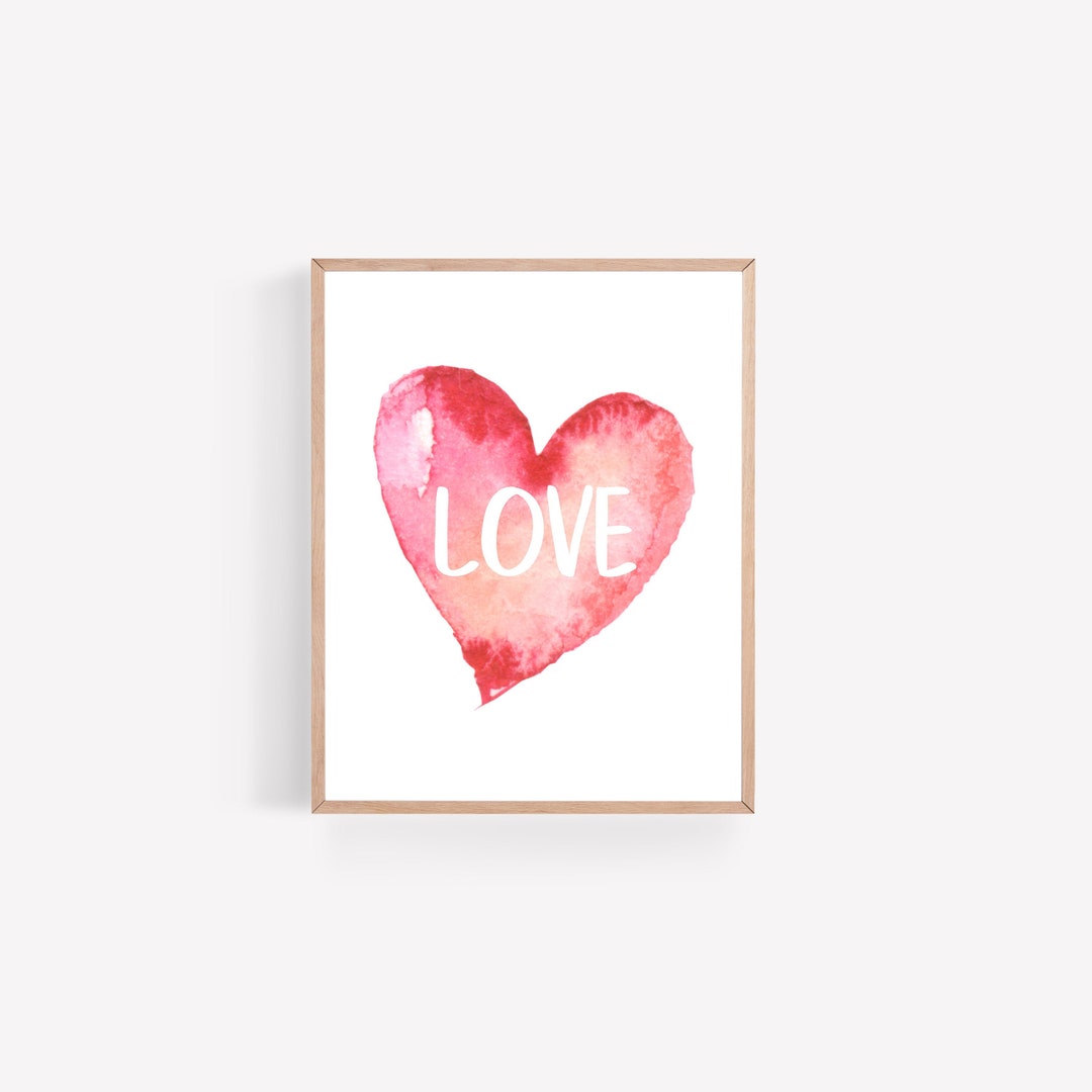 Love Heart Printable, Watercolor Heart, Pink Heart, Love Printable ...