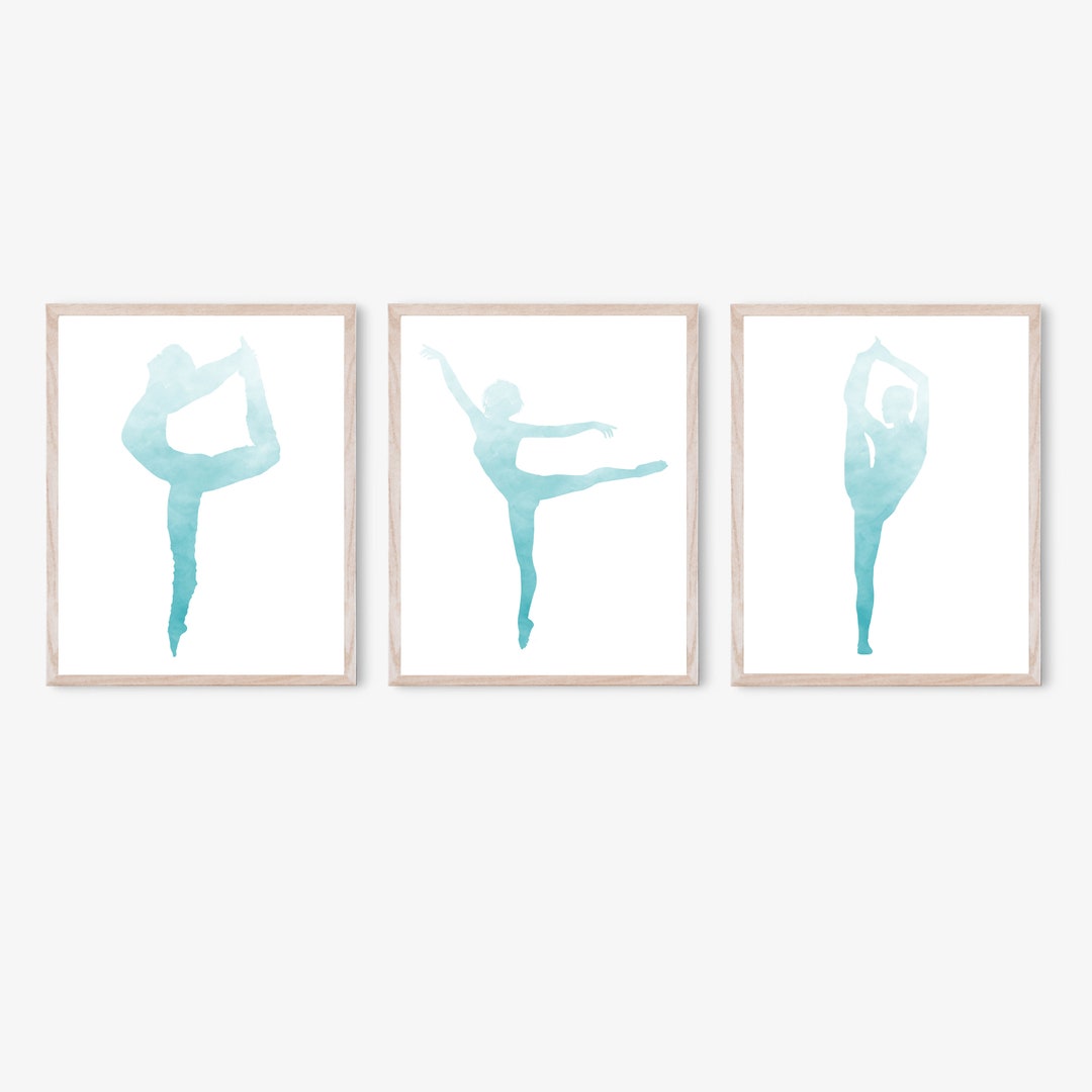 Blue Dancers Printable Set of 3, Instant Download, Ballet Slippers ...