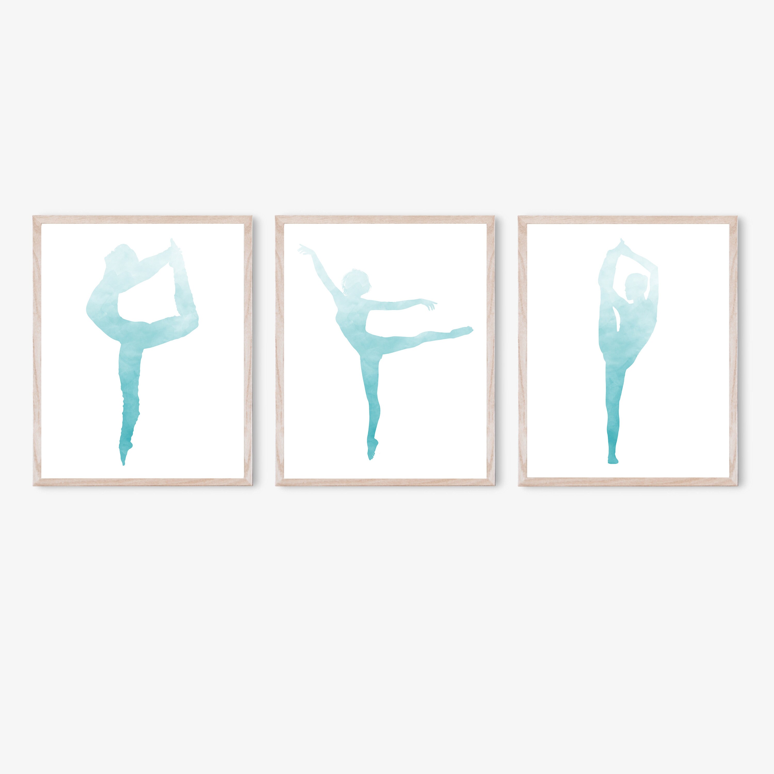 Blue Dancers Printable Set of 3, Instant Download, Ballet Slippers ...