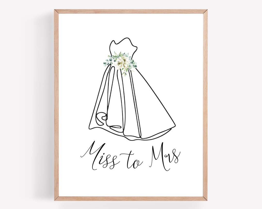 Miss to Mrs Printable, Bridal Shower Printable, Floral Dress Printable ...
