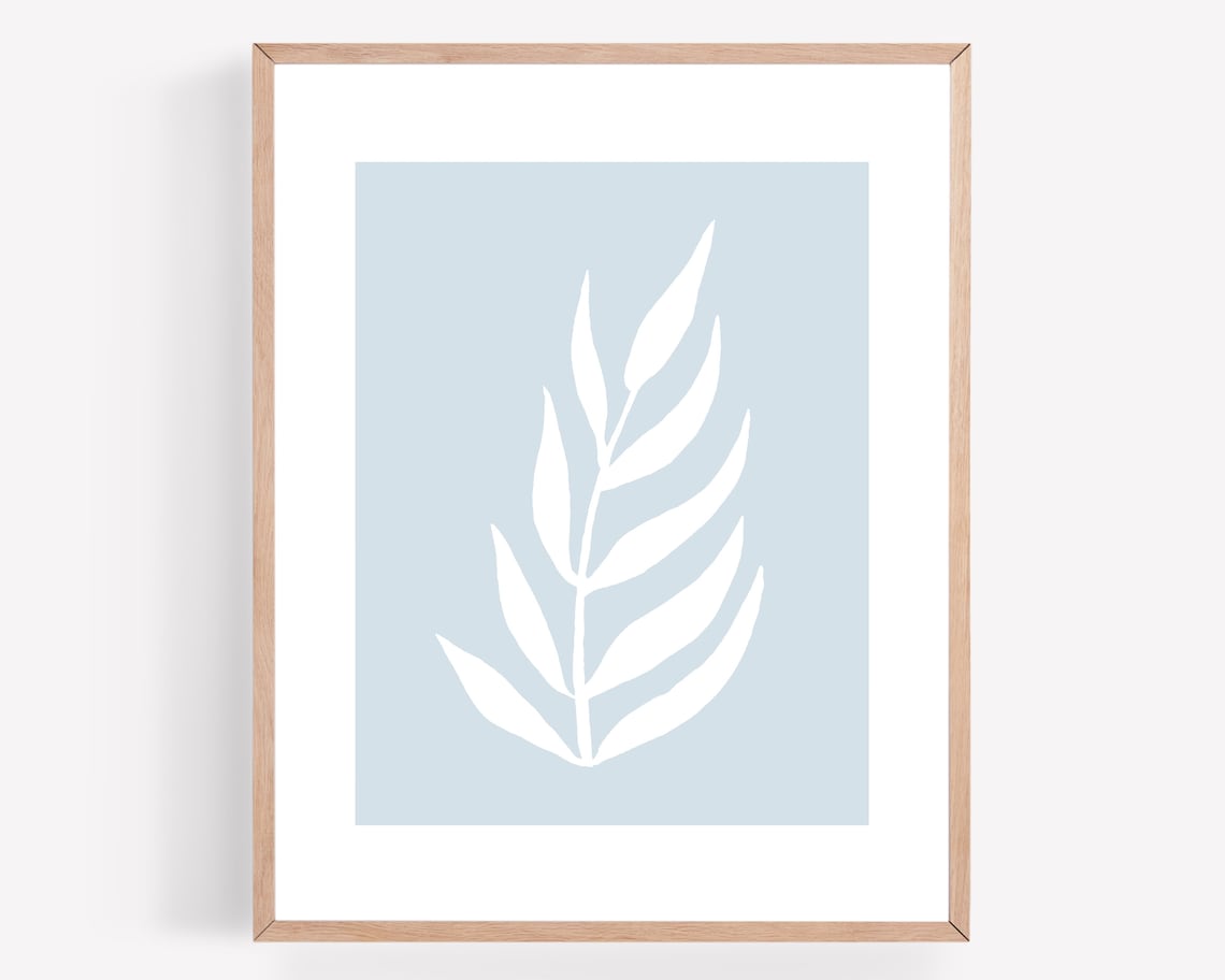 Blue Botanical Printable Set of 4, Coastal Printables, Palm Leaves ...