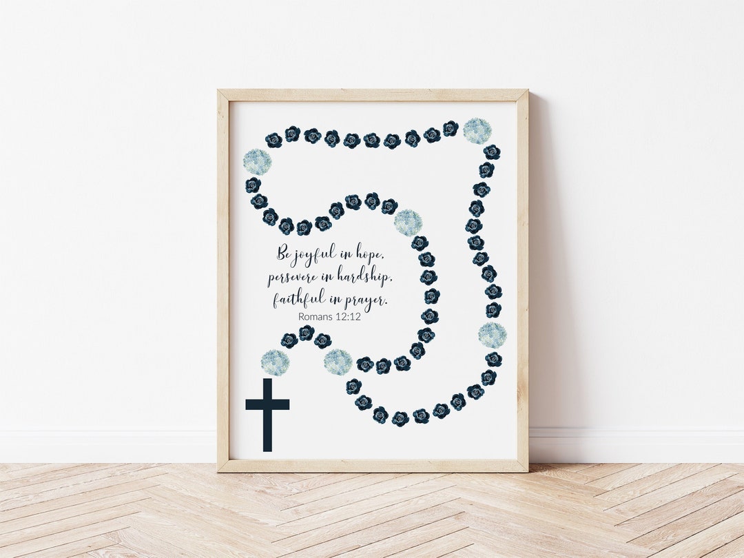 Rosary Printable, Bible Verse Print, Faithful in Prayer Print, Catholic ...