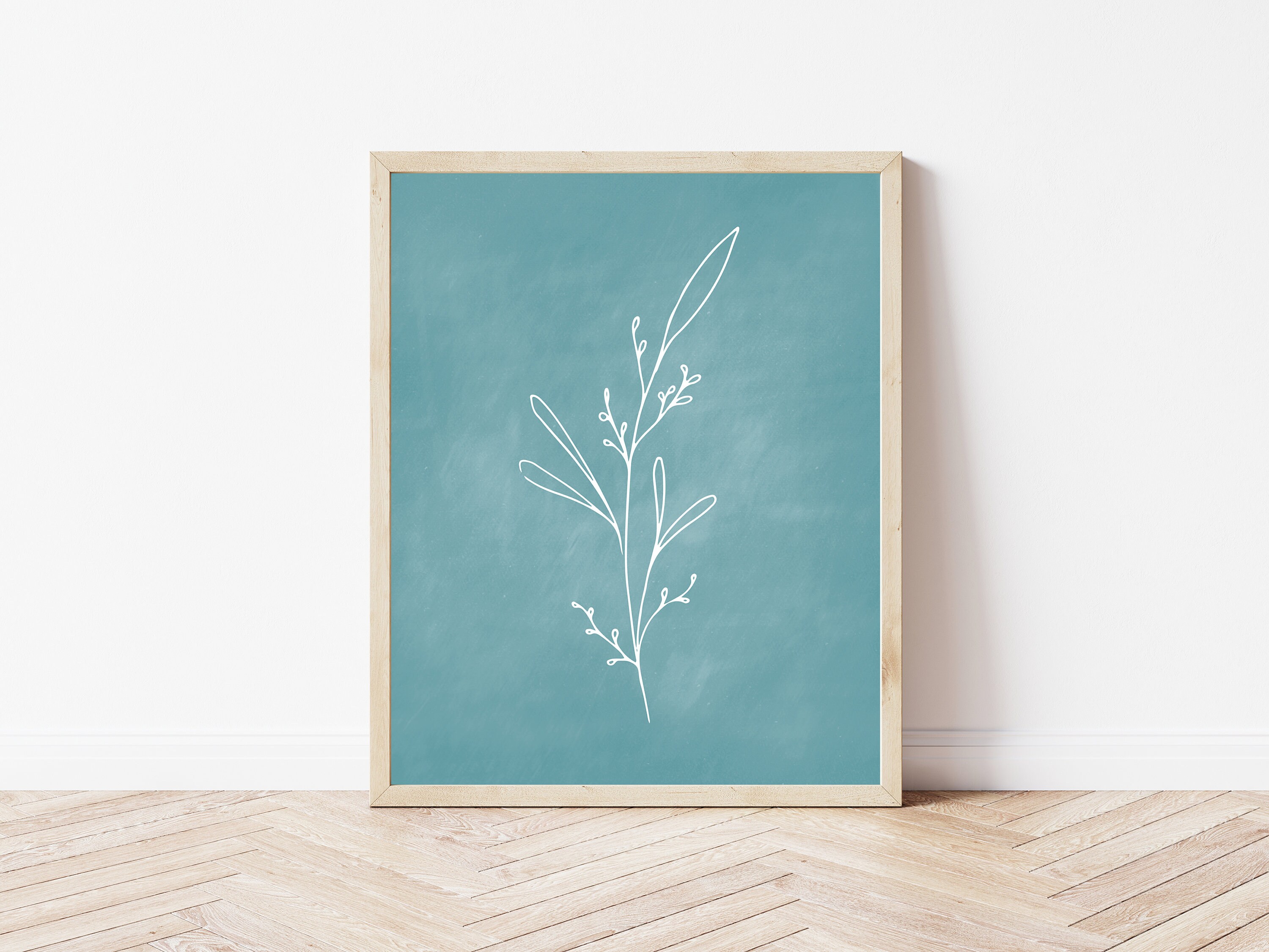 Botanical Printable, Blue Chalkboard Printable, Plant Print, Coastal ...