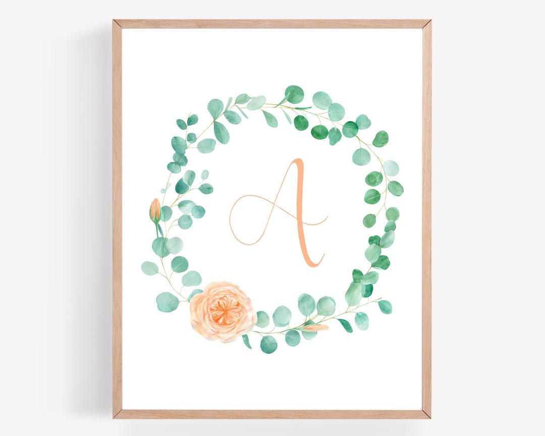 Initial A Printable, Monogram A Printable, Letter A Print, Eucalyptus ...