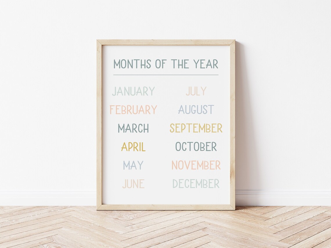 Months of the Year Printable School Printable Months Print - Etsy