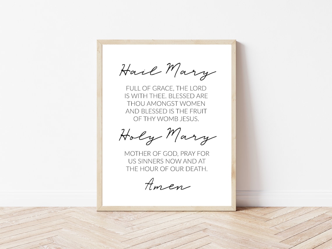 Hail Mary Prayer Printable, Holy Mary Print, Catholic Prayers ...