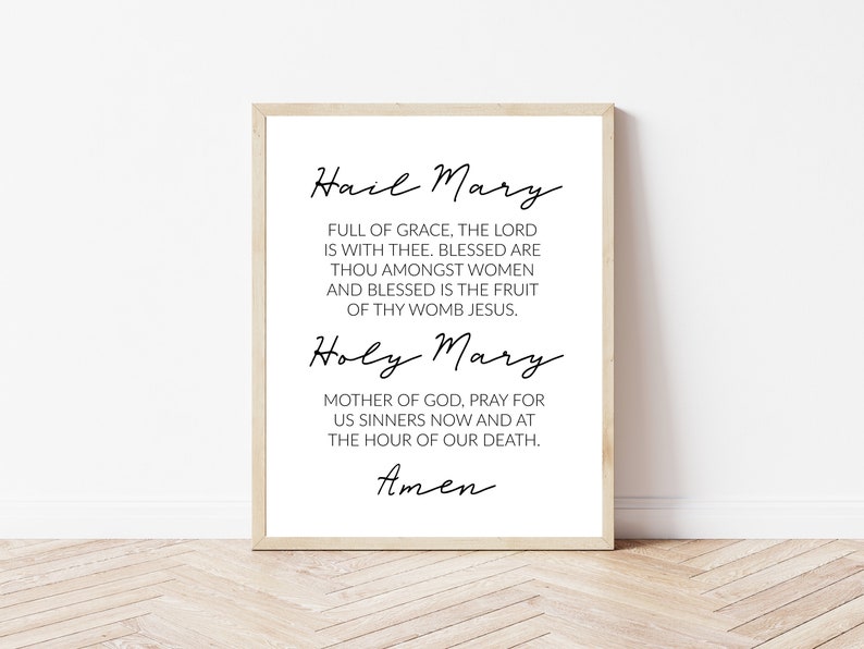 Hail Mary Prayer Printable, Holy Mary Print, Catholic Prayers ...
