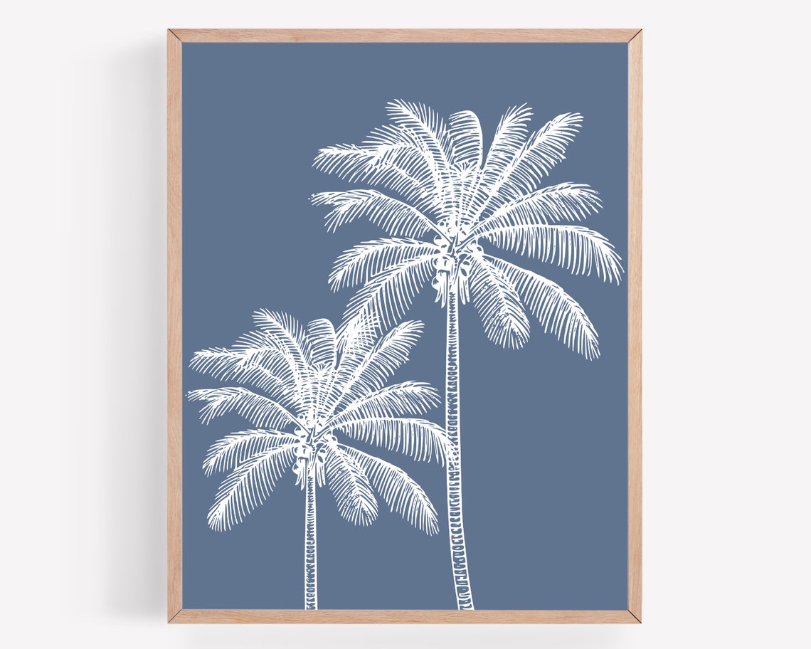 Palm Trees Printables Set of 2, Palm Tree Prints, Coastal Printables ...