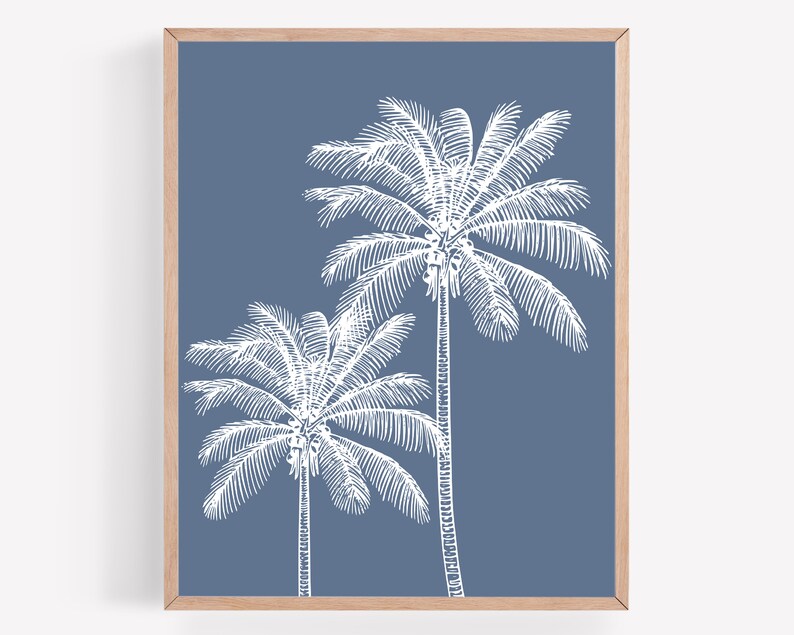Palm Trees Printables Set of 2, Palm Tree Prints, Coastal Printables ...