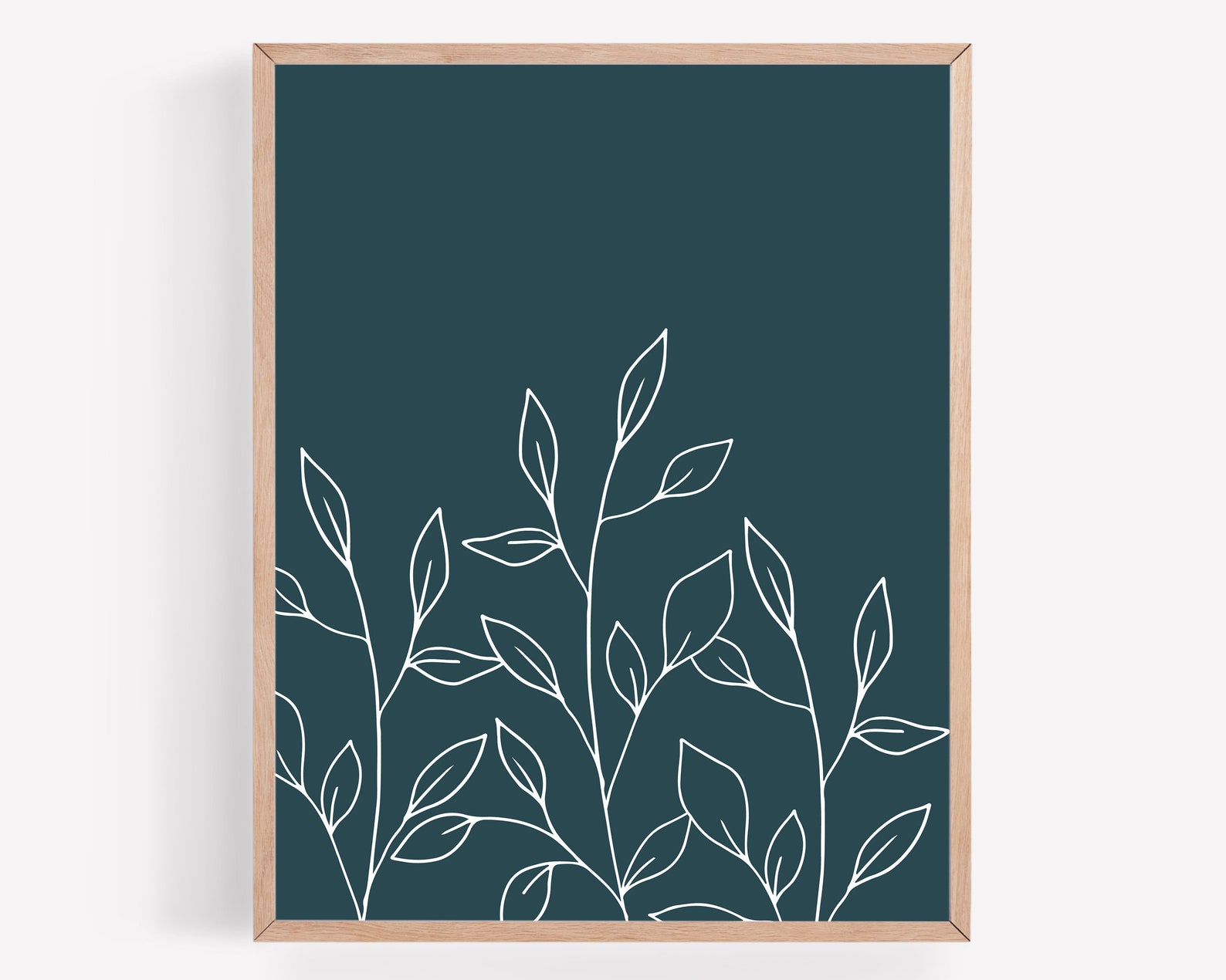 Botanical Printable Navy Plant Print Teal Botanical Print - Etsy