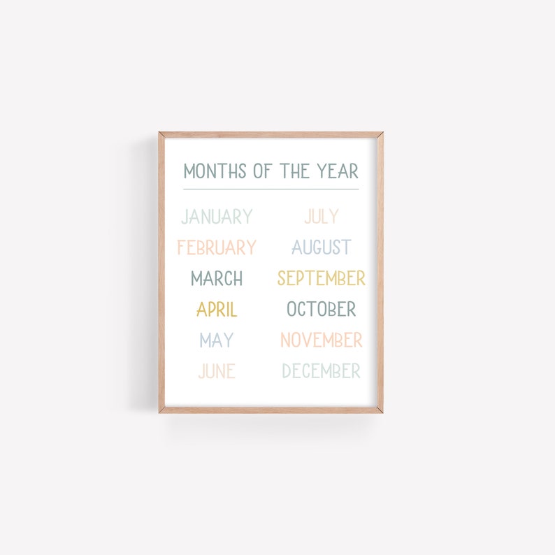 Months of the Year Printable School Printable Months Print - Etsy
