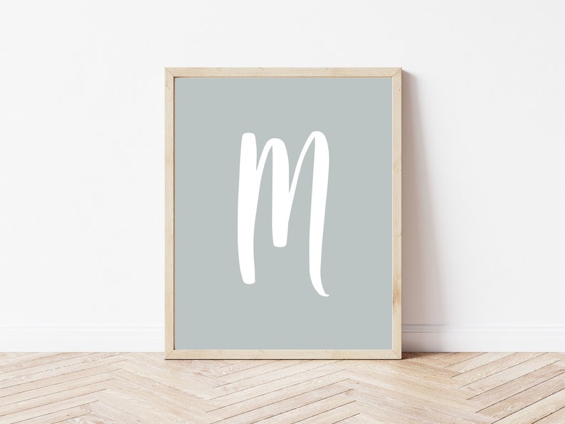 Initial M Printable, Monogram M Printable, Letter M Print, Sage Initial ...