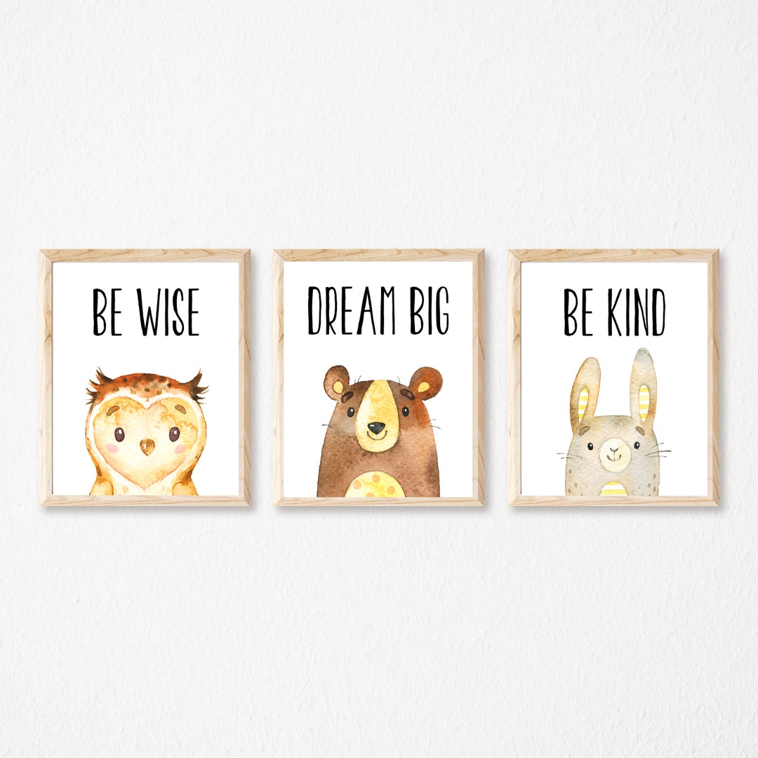 Animal Nursery Printables Set of 3, Bear Prints, Bunny Prints, Owl ...