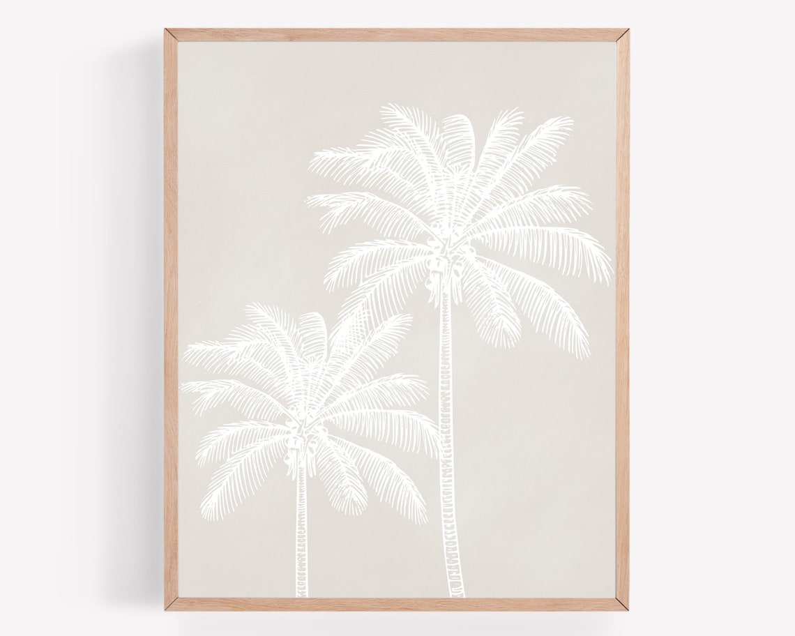 Palm Trees Printable Beach Printable Beige Artwork - Etsy