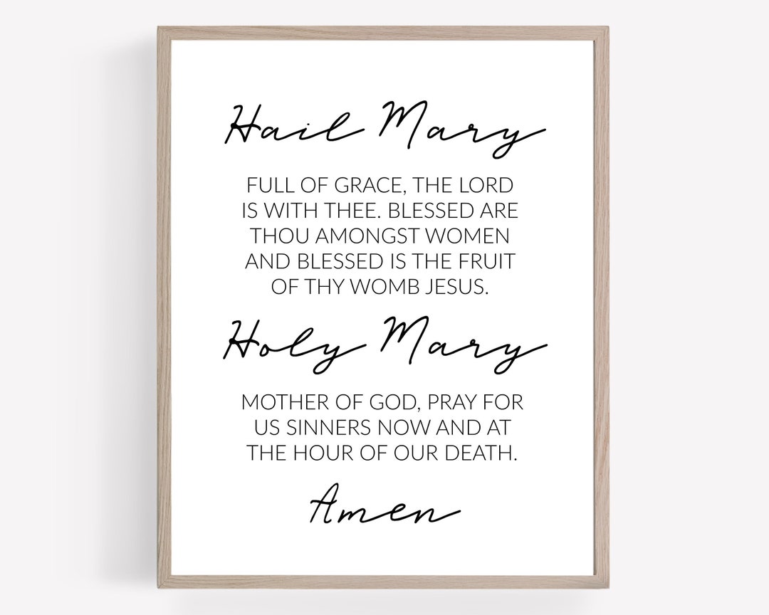 Hail Mary Prayer Printable, Holy Mary Print, Catholic Prayers ...