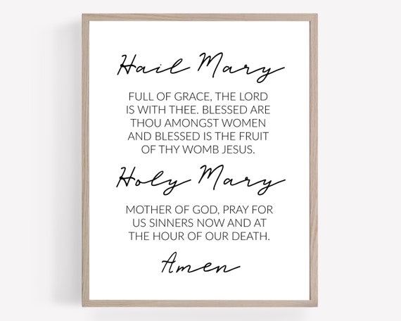 Hail Mary Prayer Printable Holy Mary Print Catholic Prayers | Etsy