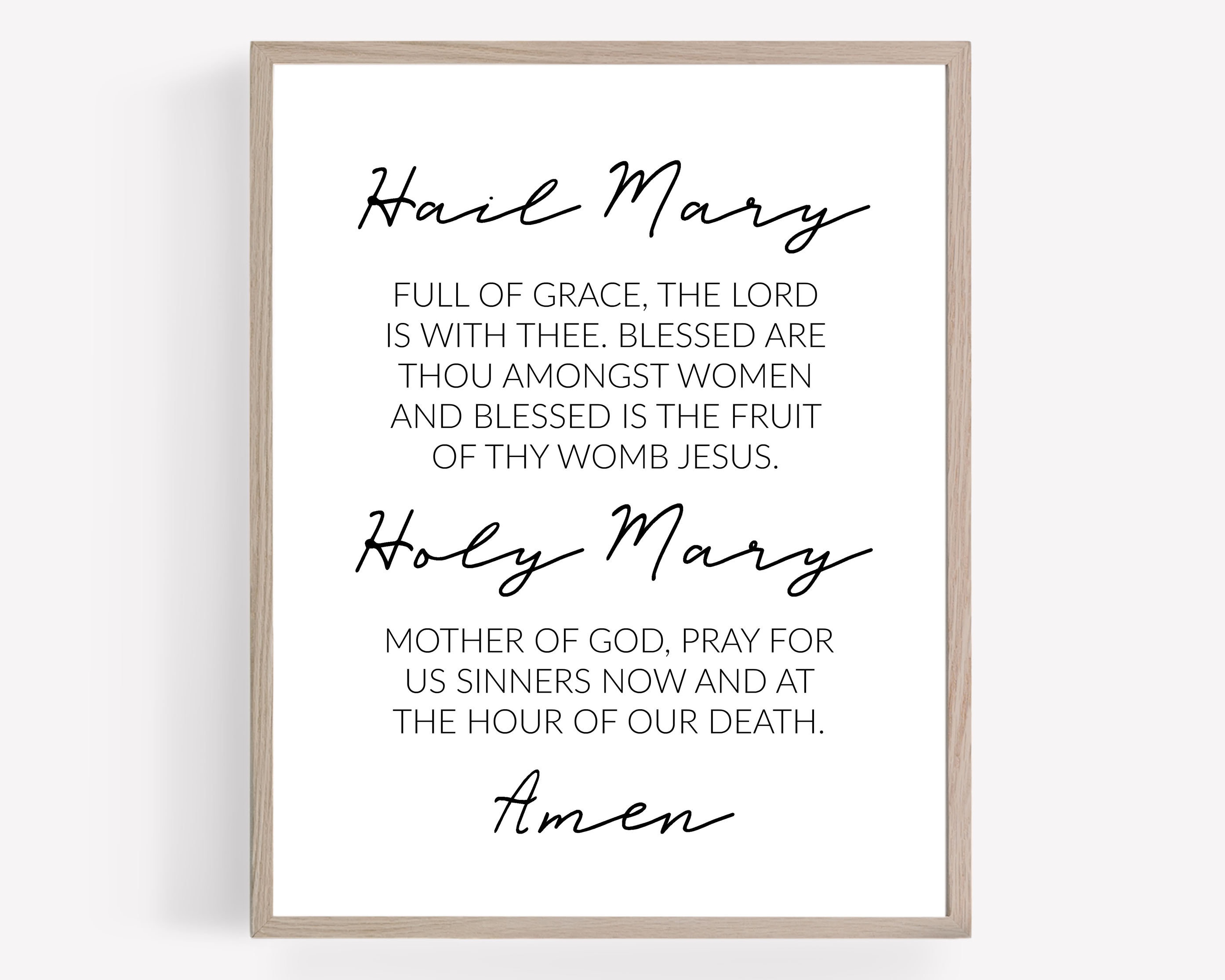 Hail Mary Prayer Printable, Holy Mary Print, Catholic Prayers ...