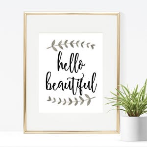 Hello Beautiful Printable - Instant Download, Greenery, Home Decor ...