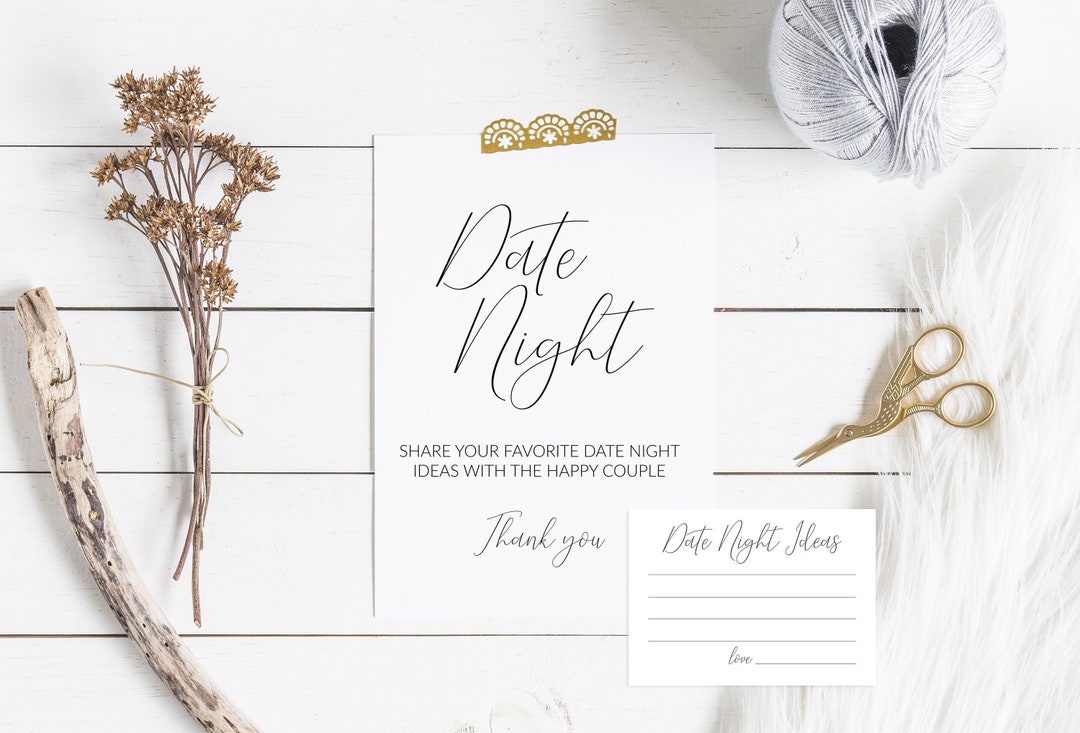 Date Night Ideas Printable, Date Night Ideas Sign and Cards, Bridal ...