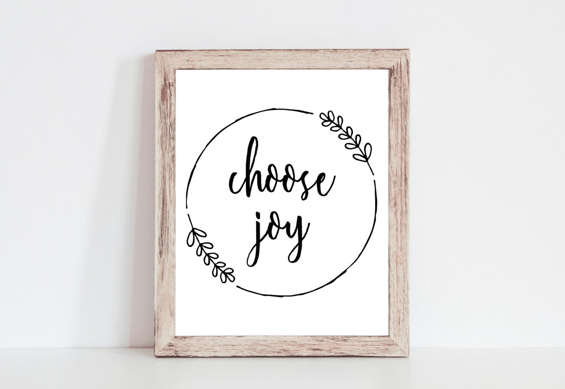 Choose Joy Printable, Instant Download, Simple Wreath Printable, Quote ...