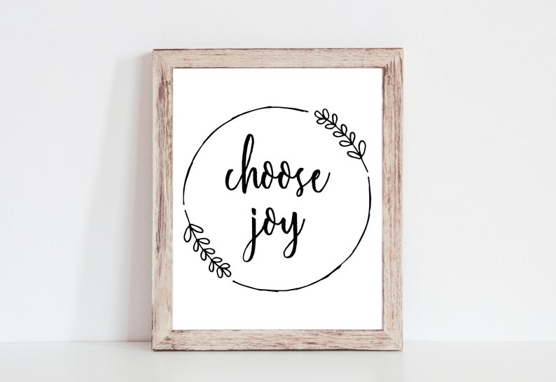 Choose Joy Printable, Instant Download, Simple Wreath Printable, Quote ...